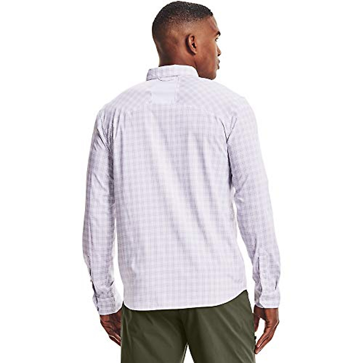 Under Armour High Tide Plaid Long Sleeve T-shirt, White/Bayou, Large