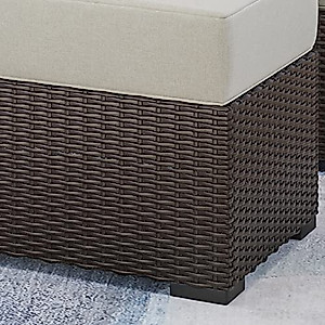 Homestyles 6800-90 Palm Springs Outdoor Ottoman, 1 Seat, Beige