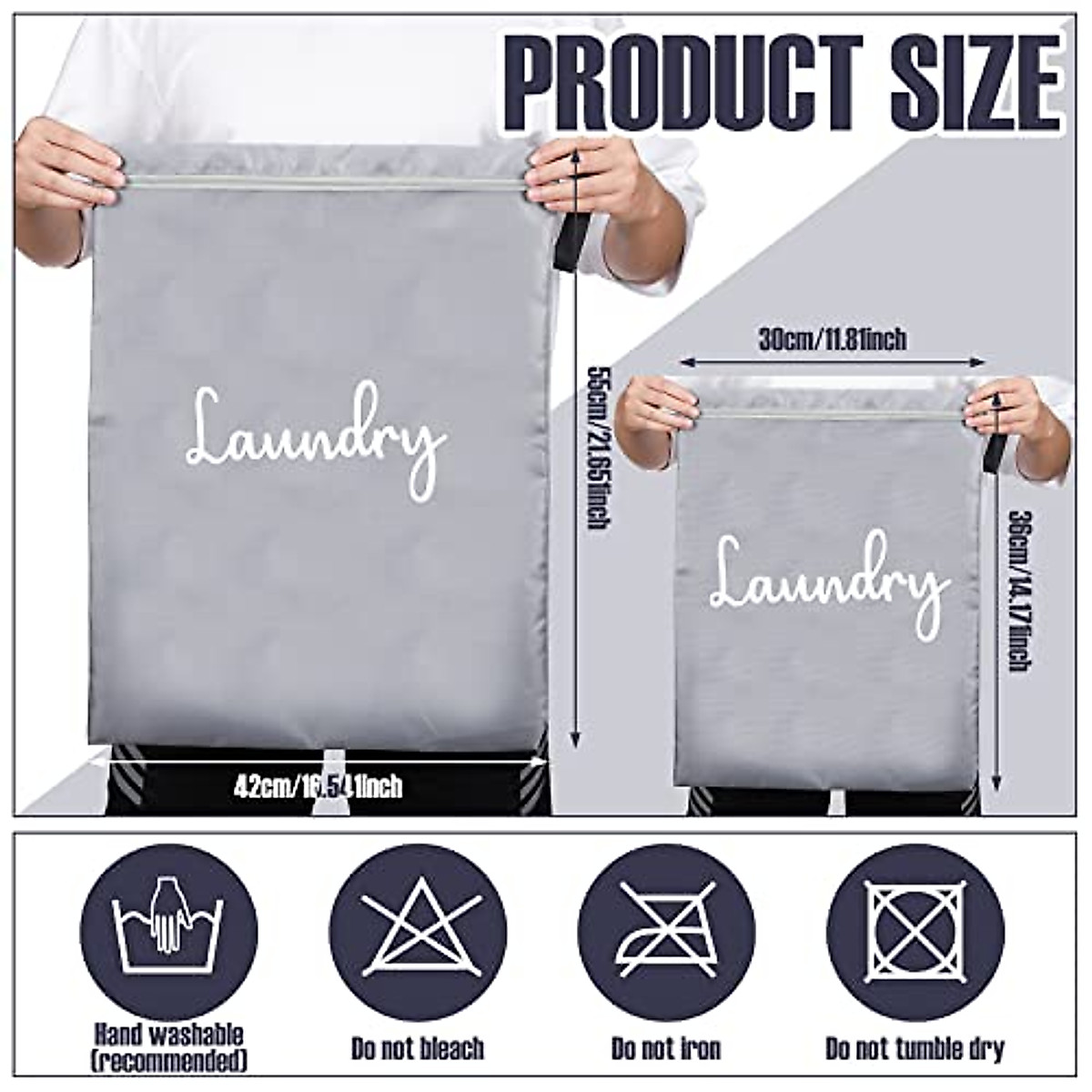 4 Pack Travel Laundry Bag Waterproof Wet Dirty Bag Machine Washable Clothes Organizer Bag Washing Travel Accessories for Packing Storage Hamper Basket, 12 x 14 Inch, 17 x 22 Inch, Gray, Black