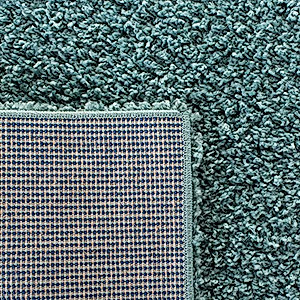 SAFAVIEH Primo Shag Collection 8' x 10' Aqua PRM300J Solid Non-Shedding Living Room Bedroom Dining Room Entryway Plush 1.2-inch Thick Area Rug