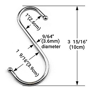 LQJ PRO S Closet Scrach 16 Pack Heavy Duty Length 3 15/16" Metal Rustproof Sturdy Versatile Hooks for, Hanging Jeans Pots Pans Kitchen Utensils from Wire Shelving or Pot Rack, Silver
