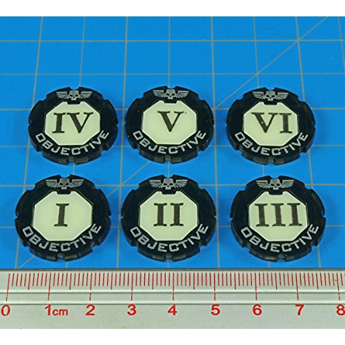 LITKO WHv8: Premium 2-Tone, Objective Token Set, Numbered 1-6 (6)