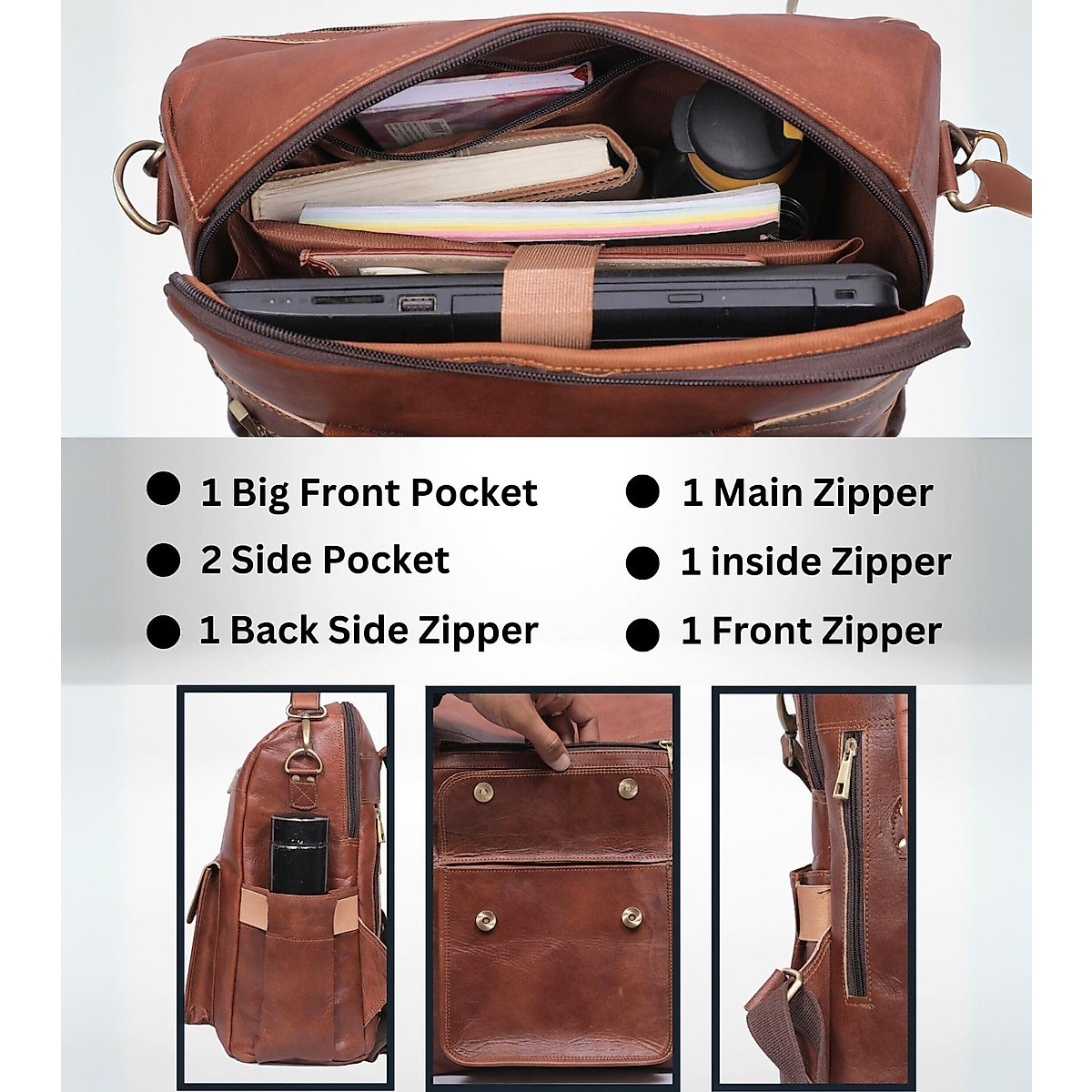 Genuine Leather Laptop Backpack for Women Designer Brown Leather Backpack Purse with 15.6-inch Laptop Computer Compartment Best for Work, Travel, and Daily Use