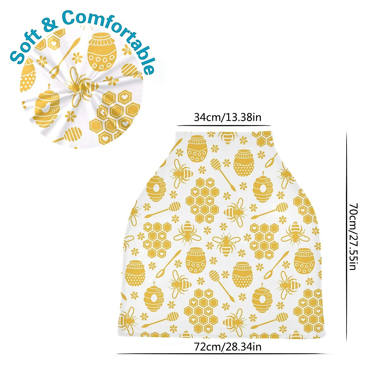 Nursing Cover Breastfeeding Scarf Honey Bee- Baby Car Seat Covers, Stroller Cover, Carseat Canopy (36)