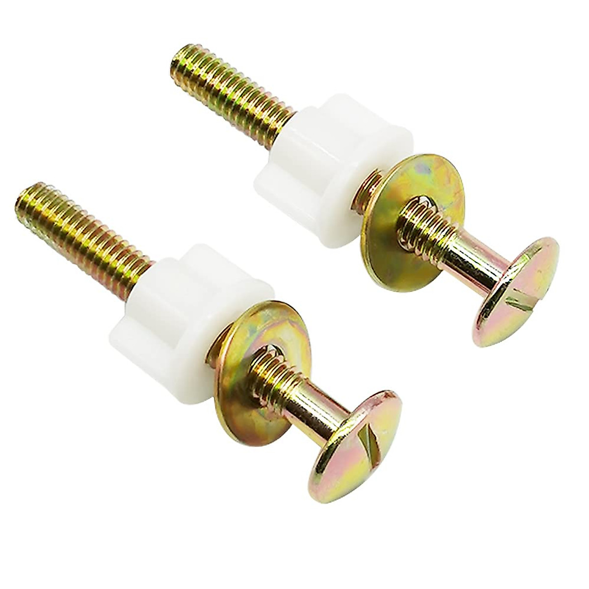 2 Pack Universal Toilet Seat Bolts Screws Set Heavy Duty Toilet Seat Hinge Bolts with Plastic Nuts and Metal Washers Replacement Parts for Top Mount Toilet Seat Hinges