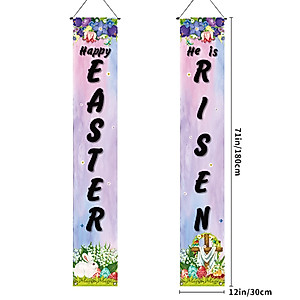 Happy Easter Decorations He Is Risen Font Porch Welcome Sign He Is Disen Banner Christian Cross Resurrection Easter Decorations for Home Party