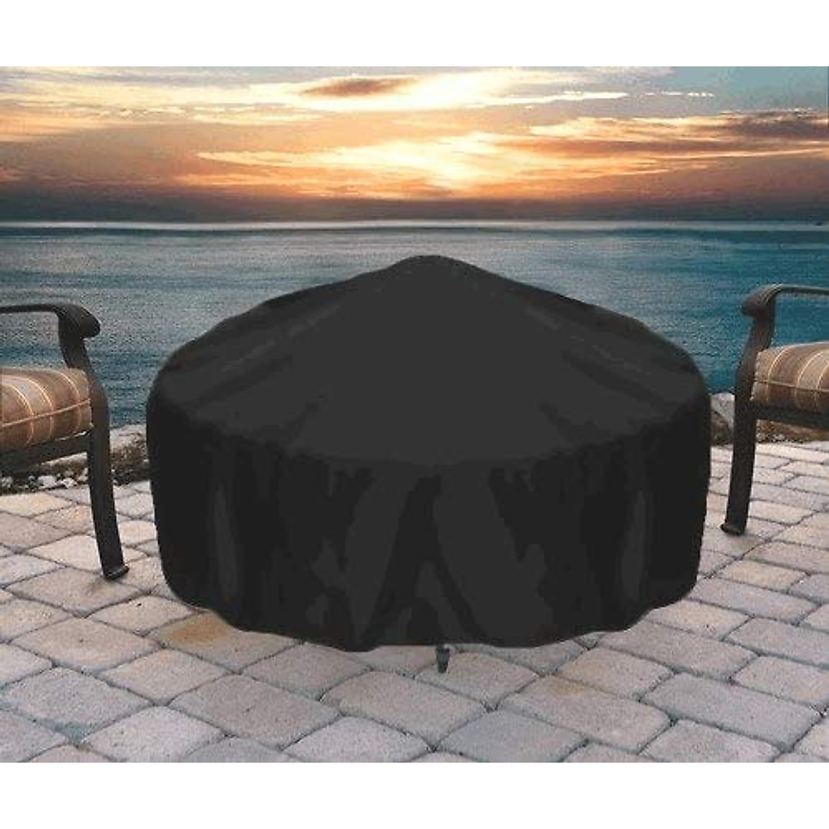 Two Dogs Designs Home and Garden 2D-FP48001 Fire Pit Cover With Level 4 UV Protection, 48-Inch, Black