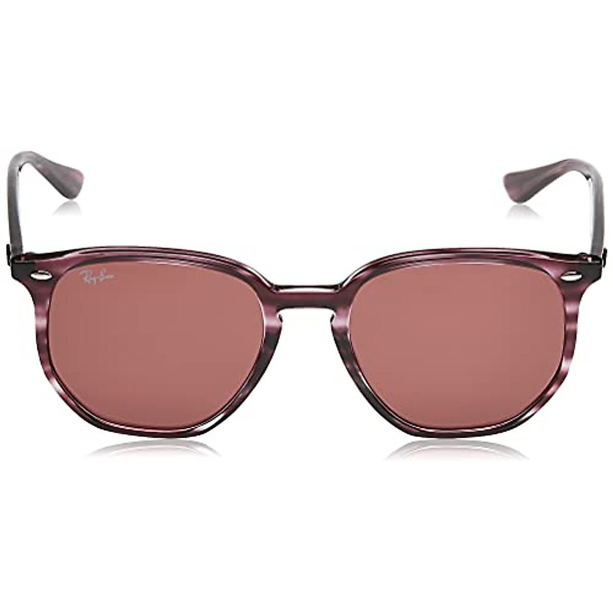 Ray-Ban RB4306 Hexagonal Sunglasses, Striped Bordeaux Havana/Dark Violet, 54 mm