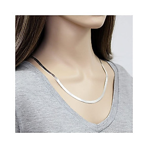 Verona Jewelers Sterling Silver 3.3MM Herringbone Flat Snake Magic Chain -925 Vintage Shiny Anklet and Necklace Chain for Men and Women (19)