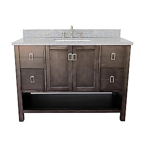 Bellaterra Home Monterey 49" Rectangle Sink Solid Wood Vanity in Brown/Gray Granite Stone