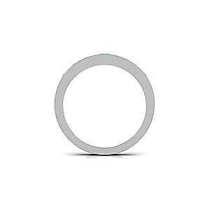 Rosec Jewels Certified Lab Grown Emerald Wedding Band, AAAA Quality, Princess Cut Emerald Anniversary Ring - Ready to Gift, 14K White Gold, Size:US 9.00