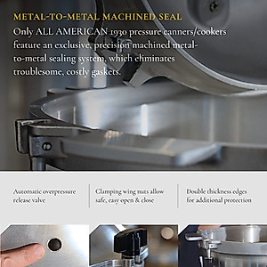 All American 1930: 10.5qt Pressure Cooker/Canner Plus (The 910) - Exclusive Metal-to-Metal Sealing System - Easy to Open & Close - Suitable for Gas, Electric, or Flat Top Stoves - Made in the USA