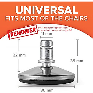Office Chair Bell Glides Replacement, Replace Swivel Caster Wheels to Fixed Stationary Foot, Dia 7/16"(11mm) stem fit Most Office Chair, Anti-Slip Low Profile Bell Glides Feet Set of 5