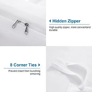 SONORO KATE Washed Microfiber Duvet Cover Queen Size Set - 1 Duvet Cover with 2 Pillow Shams - 3 Pieces, Soft & Breathable Comforter Cover - Zipper Closure(White-4,Queen)