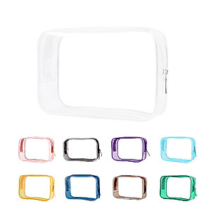 Clear Pouch Small, Clear Makeup Bag, 6.6"x2.3"x4.7" TSA Approved Toiletry Bag, Clear Travel Bags for Toiletries, Clear Cosmetic Bag for Women and Men Small-1 Pack All Clear