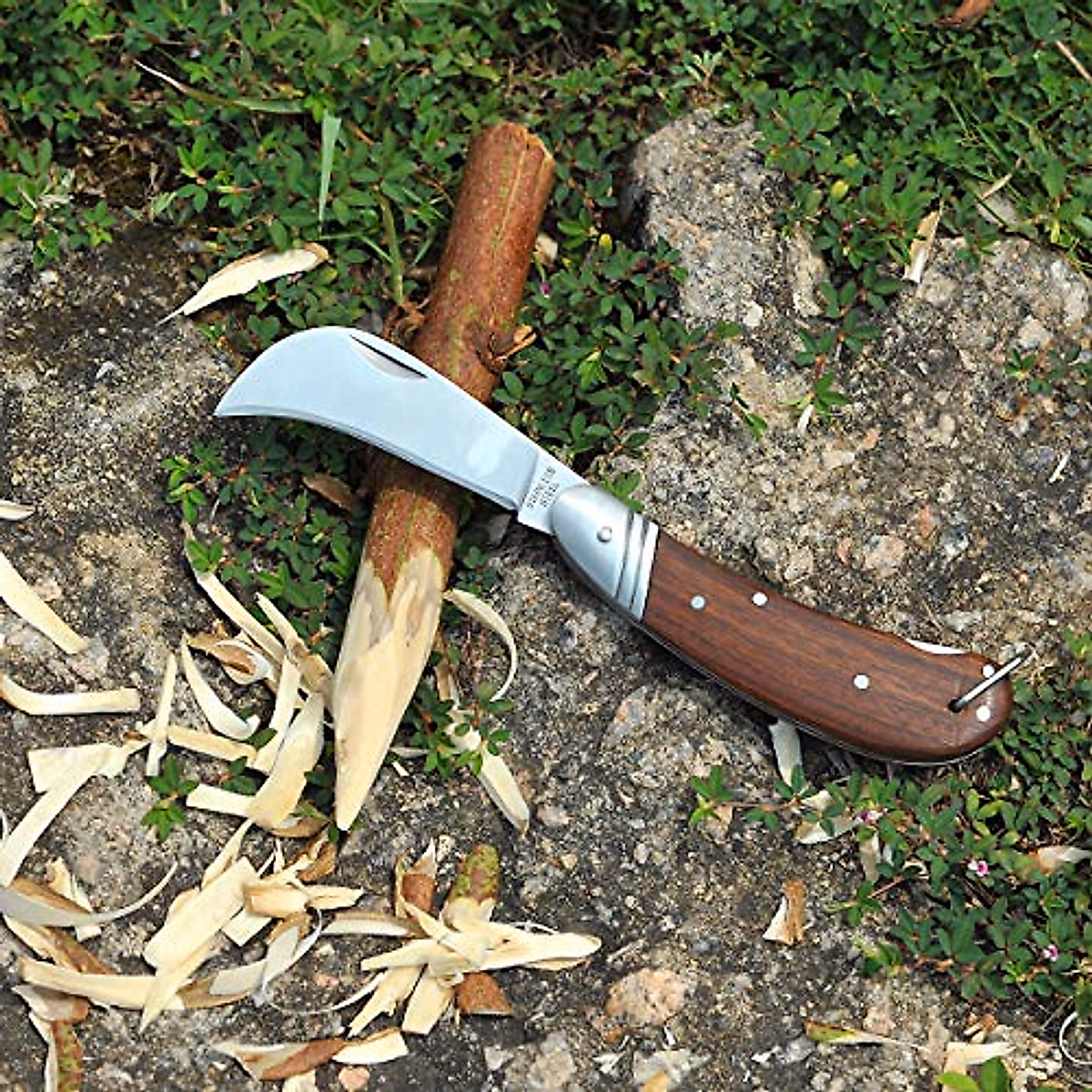 Linsen-Outdoor Pruning Knife with Lock Back,Grafting Knife, Stainless Steel Garden Budding Knife, Folding Pocket Knife for Grafting Multi Cutting Tool, Weed Bushes Branches Mushroom Diggig Knife