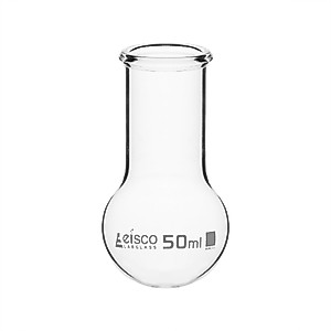EISCO Boiling Flask, 50ml - Borosilicate Glass - Round Bottom, Wide Neck, Beaded Rim