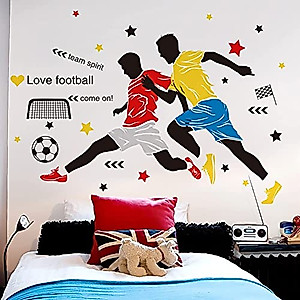 KeLay Fs 3D Soccer Football Player Wall Decals Stickers, Football Soccer Wall Stickers Decors for Boys Room Bedroom Decor (3D Soccer Players)
