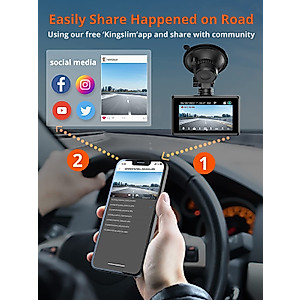 4K Dash Cam Front and Rear with WiFi - Kingslim D2 Pro 4K Front and 1080P Rear Dual Dash Cam for Cars, Dashboard Camera with Night Vision and Parking Monitor, Black, 256GB Supported[Upgraded Version]