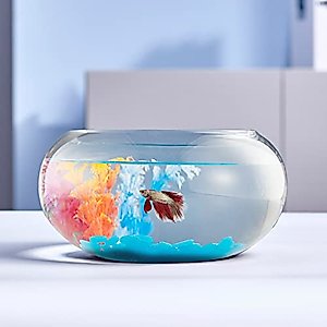 LAQUAL 2 Gallon Glass Fish Bowl with Decor, Include Fluorescent Stones & Colorful Plastic Trees, High White Glass for Clear View, Small Fish Bowl/Vase/Aquarium for Betta Fish/Goldfish, Nice Home Décor