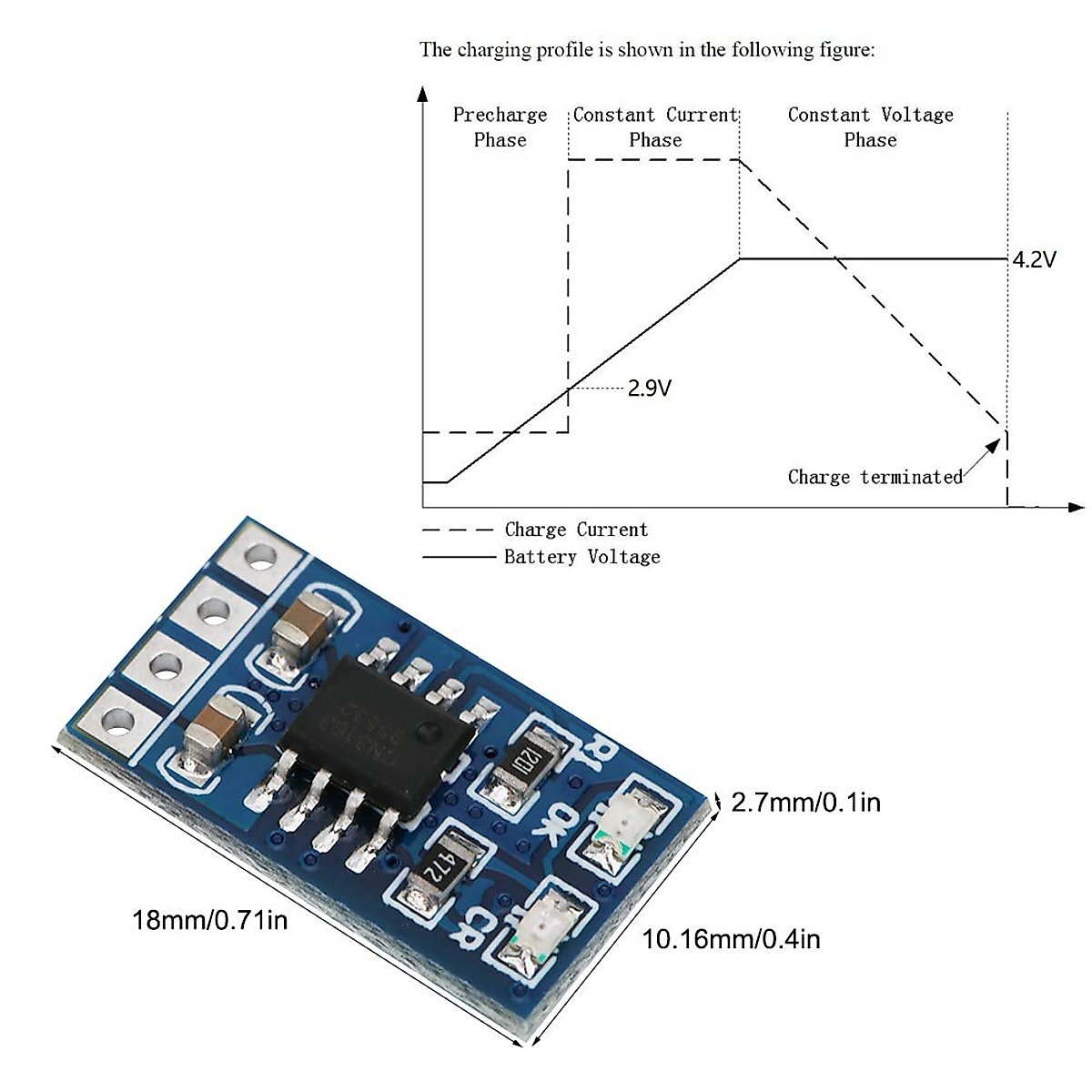 Fafeicy Solar Module,1A 4.4-6.5V Input 4.2V Output LiPo Li-ion Lithium Battery Charger MPPT Solar Controller Module(Without Pin), Module