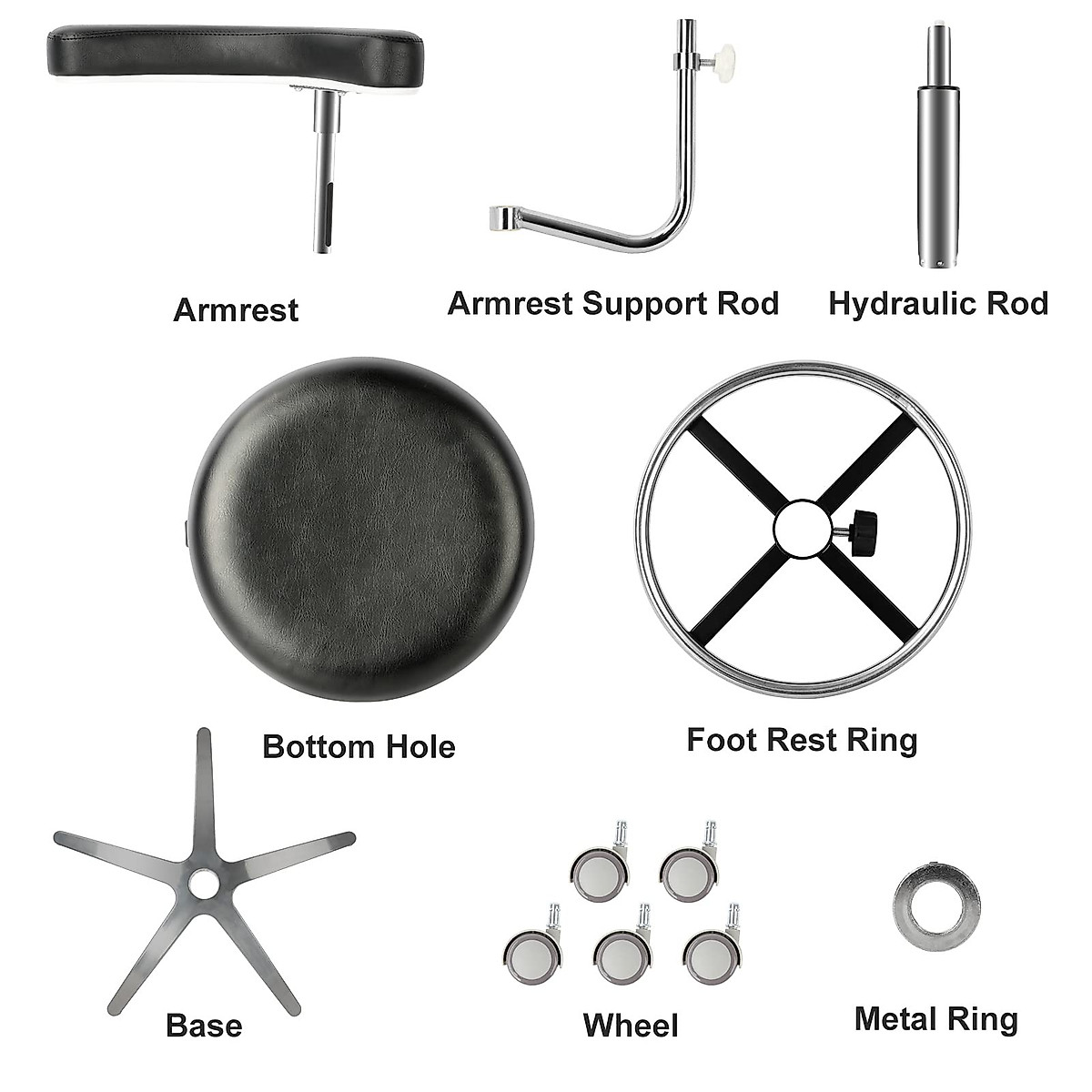 Adjustable Dental Assistant Chair Stool 17”-21‘’ Height with Adjustable Footring and Heavy Base for Dental Labs Exam Rooms