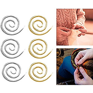 6PCS Spiral Cable Knitting Needle,Stainless Steel Practical Circular Knitting Needle Cable Needles,Handmade Knitting Tool Cable Needle Shawl Pin for Yarn Sewing Knitting Beginners (6PCS, Gold&Silver)