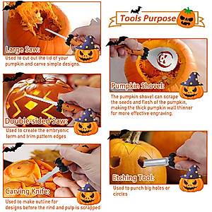 OWUDE Professional Pumpkin Carving Kit 10 Pcs Upgrade Anti-Slip Handle Heavy Duty Stainless Steel Carving Tools with Premium Carrying Case and 6 Pcs Stencils for Halloween DIY