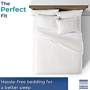 THREAD SPREAD Queen/Full Duvet Cover, 1000 Thread Count Sateen 3 Piece Egyptian Cotton Quality Duvet Cover, 100% Pure Cotton Comforter Cover, 2 Pillow Shams, Zipper Closure, 7 Corner Ties - (White)