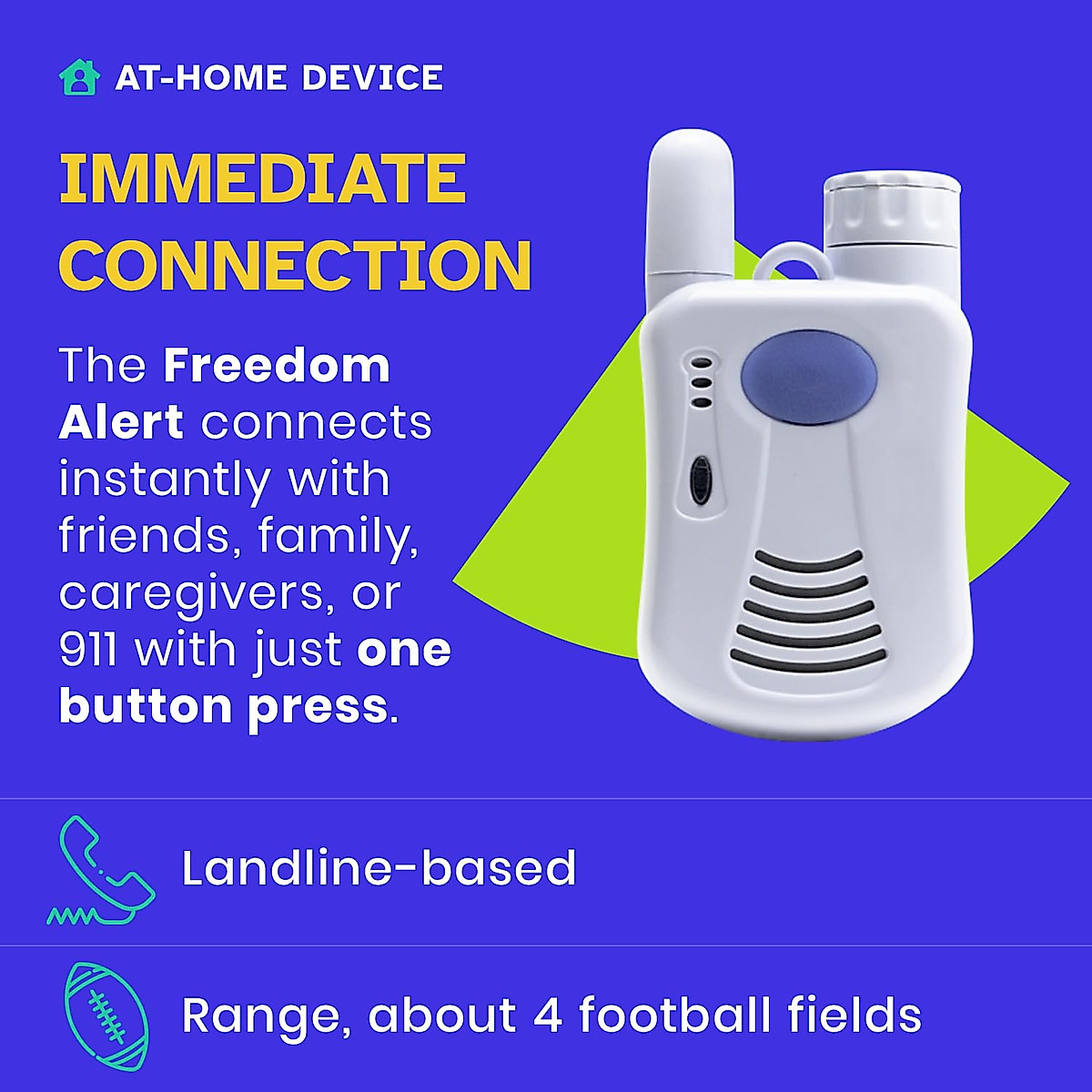 LogicMark Freedom Alert, Landline Personal Emergency Device, 2-Way Call with Family and Police for Home Safety, Device for Seniors and The Elderly