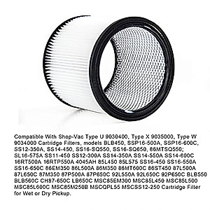 Replacement 90304 90350 90333 Cartridge Filter Compatible with Shop-Vac 5 Gallon Up Wet/Dry Vacuum Cleaners