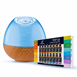 artnaturals Sound Machine Diffuser & Essential Oil Set - (300ml Tank & Top 16 Set) - 6 Calming Natural Sounds - Aromatherapy and White Noise for Relaxation and Sleeping - Baby, Kids, and Adults