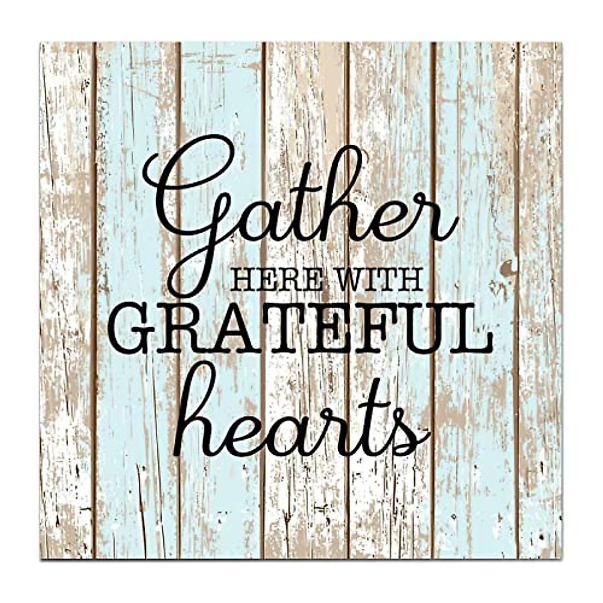 Gather Here With Grateful Hearts Brass Plaque On Wood Double Sided Wooden Signs Good Vibes Wood Sign No Fading Fashion Sports For Baby Shower 25cmx25cm