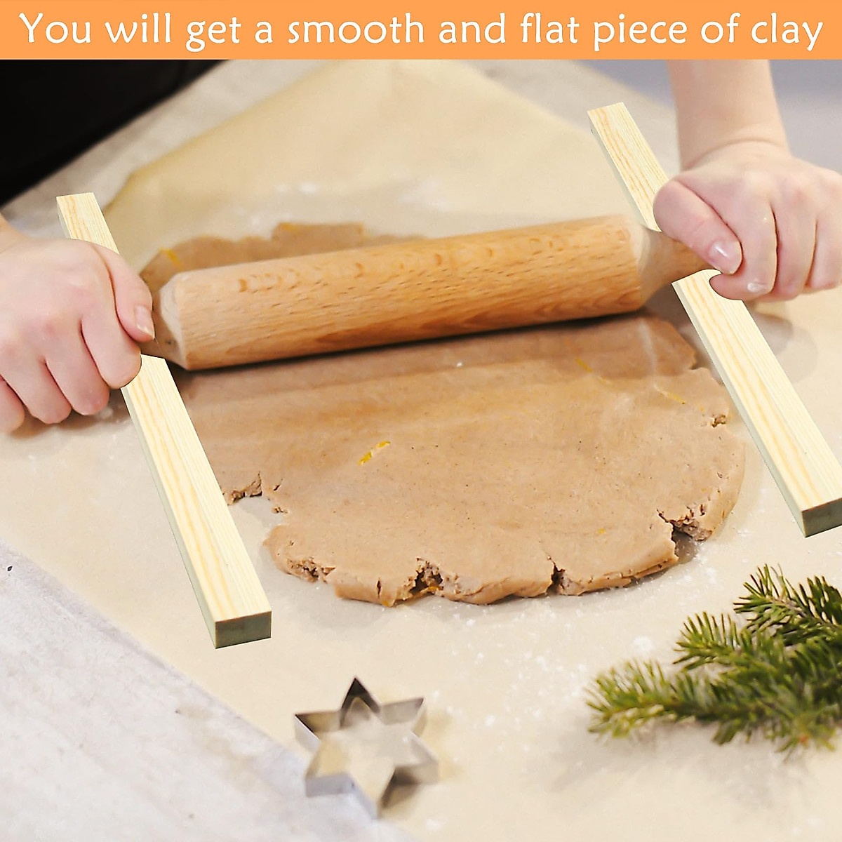 10Pcs Pottery Teaching Rolling Mud Stick Guide, Wooden Clay Rolling Pin for Clay Tools, Pottery Tools with Clay Slab Roller & Clay Guides Sticks, Ceramic Tools for Pottery Fixing Clay Thicknesses