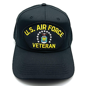 Infinite Hats US Air Force Veteran Patch Adjustable Baseball Cap (Black)
