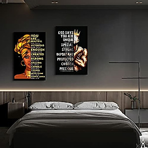 Framed African American Wall Art Inspirational Canvas Art Black Couple Wall Art For Living Room Bedroom Bathroom Home Decor Ready To Hang - (12'x16'x2 Framed)