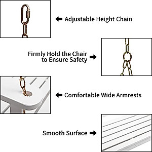 ALIMORDEN 2 Person Porch Swing, Wooden Outdoor Swing Bench with Chains, Finished Hanging Bench for Garden, Courtyard, Lawn & Balcony, White