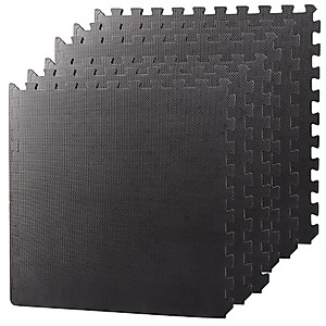 HomGarden Puzzle Exercise Mat 1/2’’ EVA Interlocking Foam Floor Mats for Exercise Equipment Home Gym Workout Mat(24 Tiles) Black