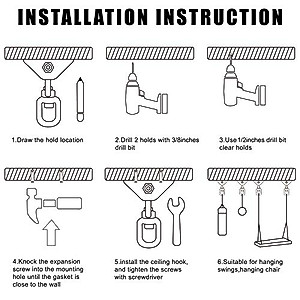 Aisto Swing Hanger Swivel Hook for Swing Sets Porch Wood Concrete Ceiling Silent 304 Stainless Steel 1000 Lb Capacity Heavy Duty for Yoga Playground