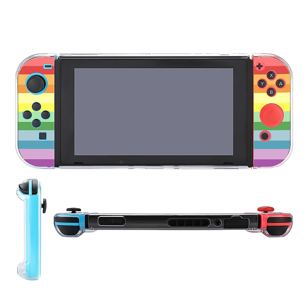 Gay Pride LGBT Rainbow Printed Protective Case Cover Compatible with Switch Game Console Controller with Holder Stand