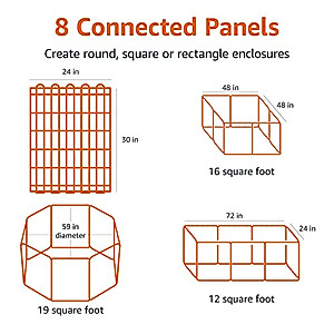 Amazon Basics Foldable Octagonal Metal Exercise Pet Play Pen for Dogs, Fence Pen, Single Door, Black, 60 x 60 x 30 Inches