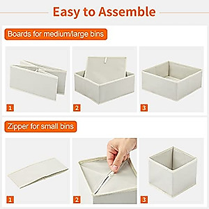 Stero 6 Pack Drawer Organizers for Clothing, Dresser Drawer Organizer Clothes, Fabric Foldable Closet Organizers and Storage Basket Bins for Clothes, Underwear, Bras, Socks (Light Grey)
