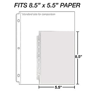 Samsill Mini Sheet Protectors 200 Pack, 5.5 x 8.5 Inch Page Protectors for Mini 3 Ring Binder, Heavy Duty, Clear Protector Sheets, 7 Hole, Top Loading, Acid Free