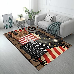 Movie Night Home Theater Film Art Rugs Non-Slip Home Decoration for Bedroom Living Playing Room Kitchen