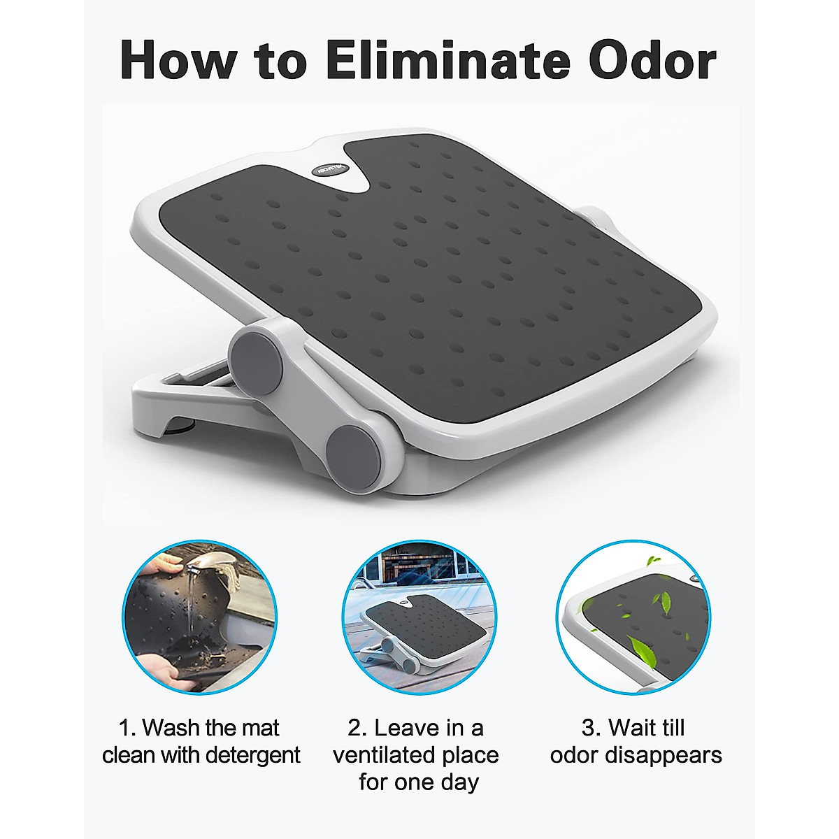 AboveTEK Ergonomic Footrest with 2 Adjustable Height Positions, 30 Degree Tilt Angle, Under Desk Foot Rest for Home & Office Desk Accessories, Non-Skid Feet for Stability, Gifts for Mom Wife Children