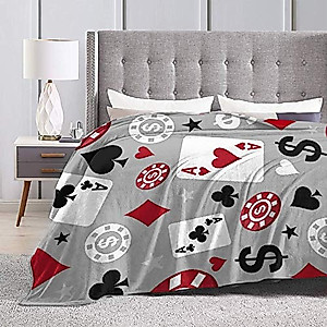 Janrely Ultra-Soft Micro Fleece Blanket,Poker Casino,Home Decor Warm Throw Blanket for Couch Bed,60"X 50"