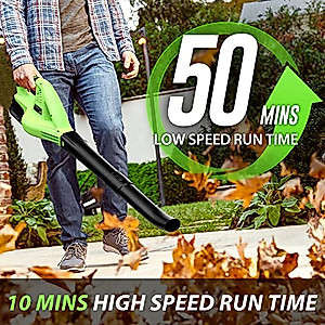 Cordless Leaf Blower - Lightweight Electric Blower with Battery & Charger - 20V Battery Powered Small Handheld Blower for Lawn Care