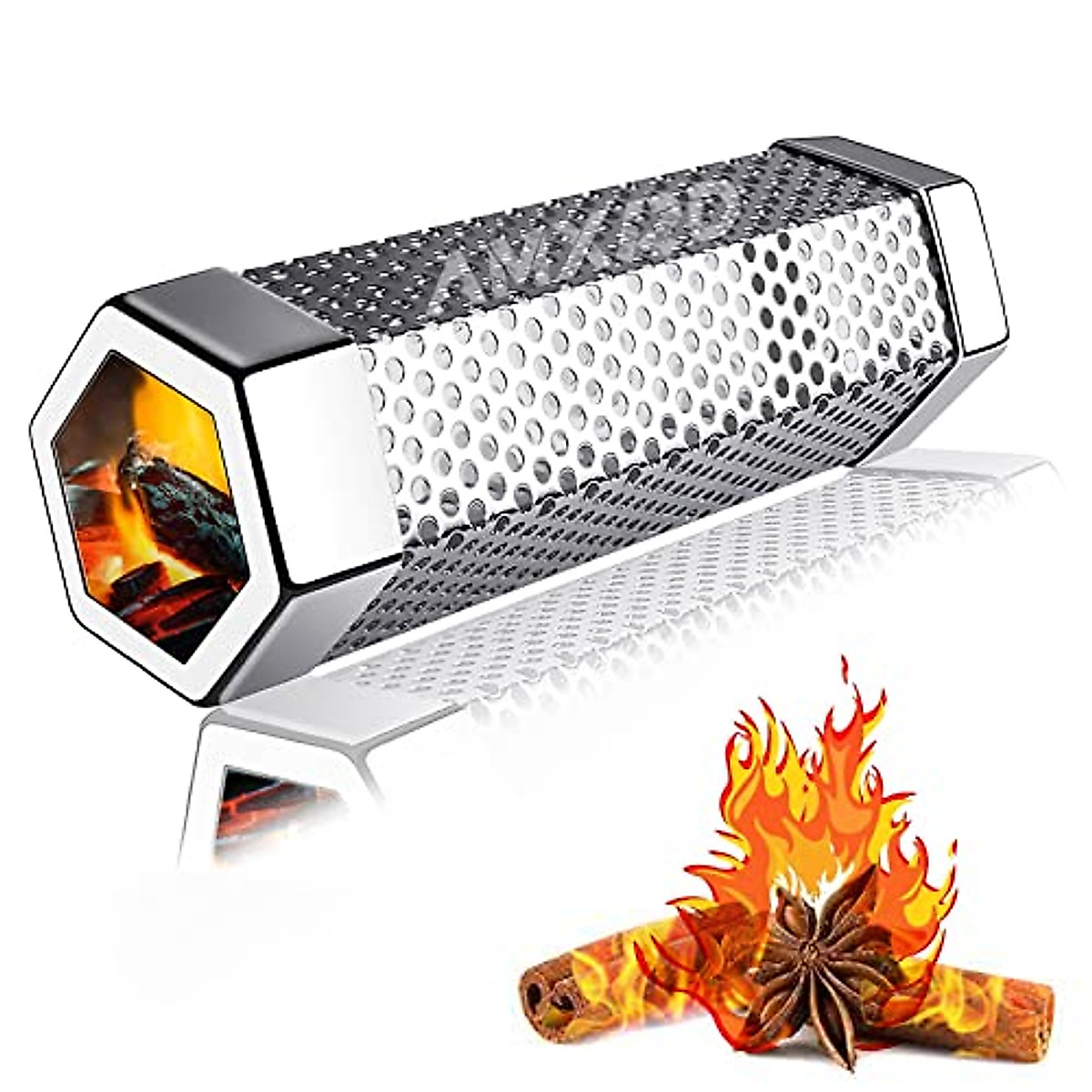 AMXRD Pellet Smoker Tube, Premium 6 inch 304 Stainless Steel BBQ Wood Smoke Tube for All Grills or Smoker, Dishwasher Safe