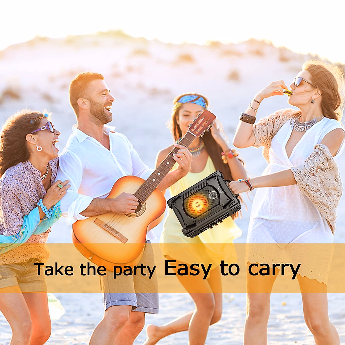 IRUYEE Portable Karaoke Machine Bluetooth Speaker with Microphone,Audio Recording for Indoors & Outdoor,PA System Bluetooth Subwoofer Heavy Bass with FM Radio,Supports TF Card/USB Playback,Black