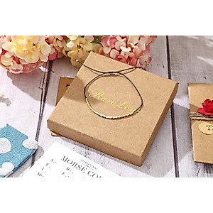 RareLove Teacher Gifts Morse Code Beaded Bracelet Appreciation Gift for Women Waterproof Secret Message Birthday Gifts for Teachers from Student Gold Blue White Tiny Pony Seed Beads Black String